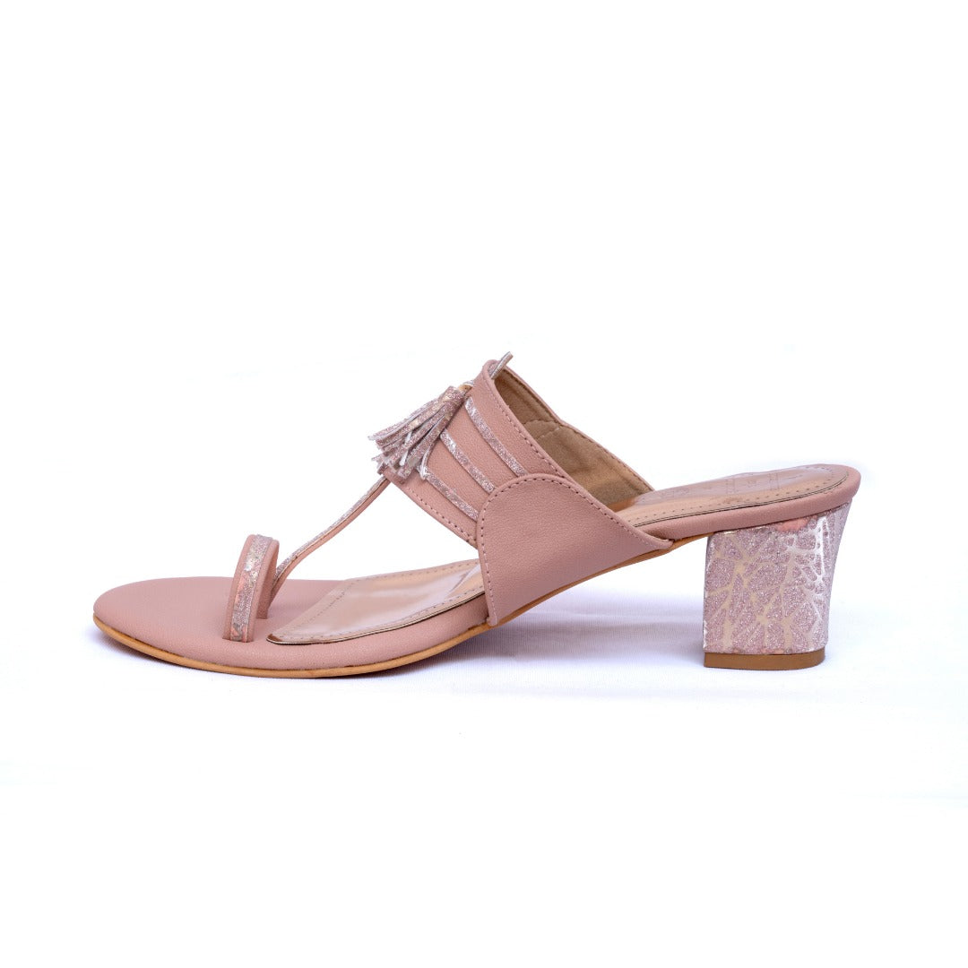 Blush Glitter Block Heels – irasoles