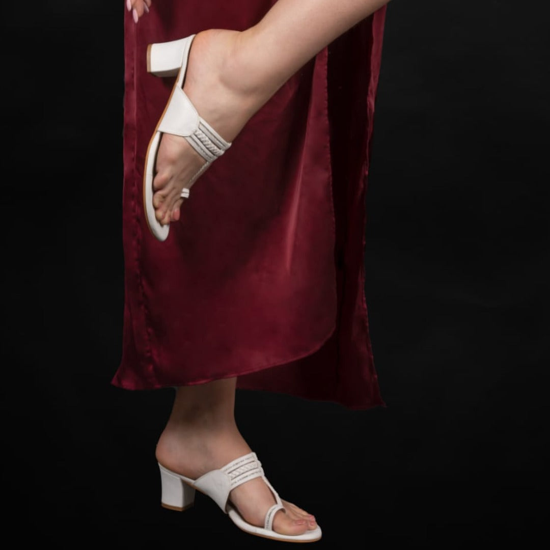 Alpine Snow White Braided Diamonds Heels – irasoles