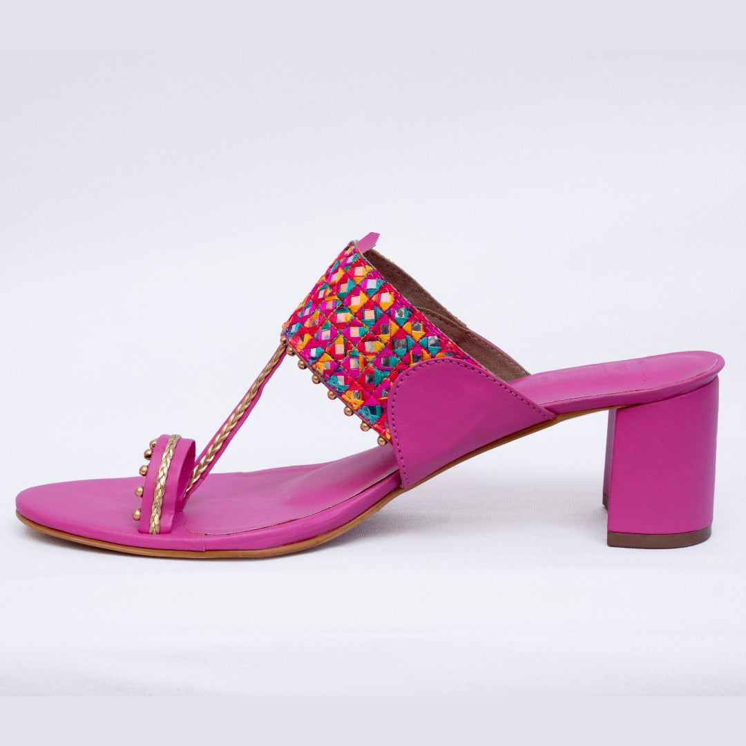 Pink Punch Mirror Block Heels – irasoles