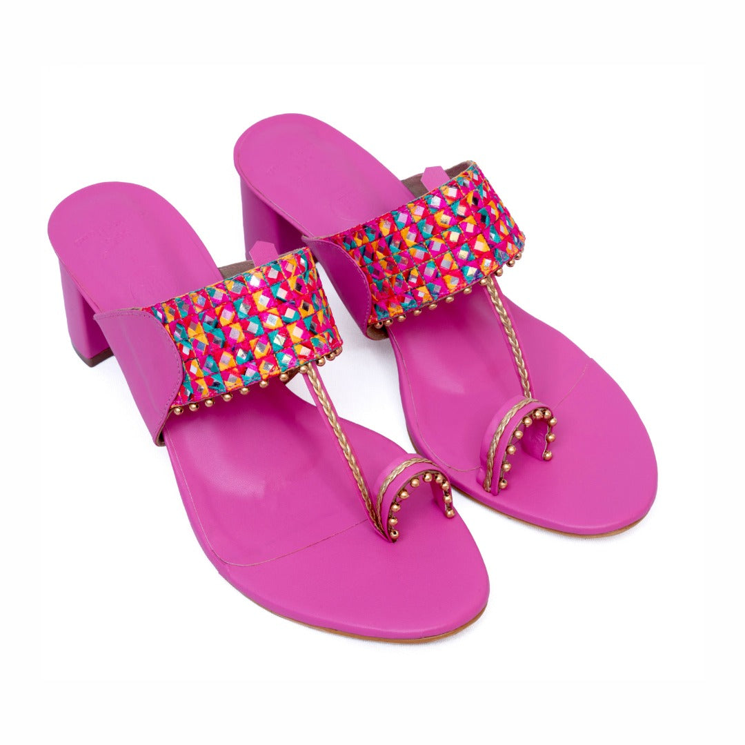 Pink Punch Mirror Block Heels – irasoles