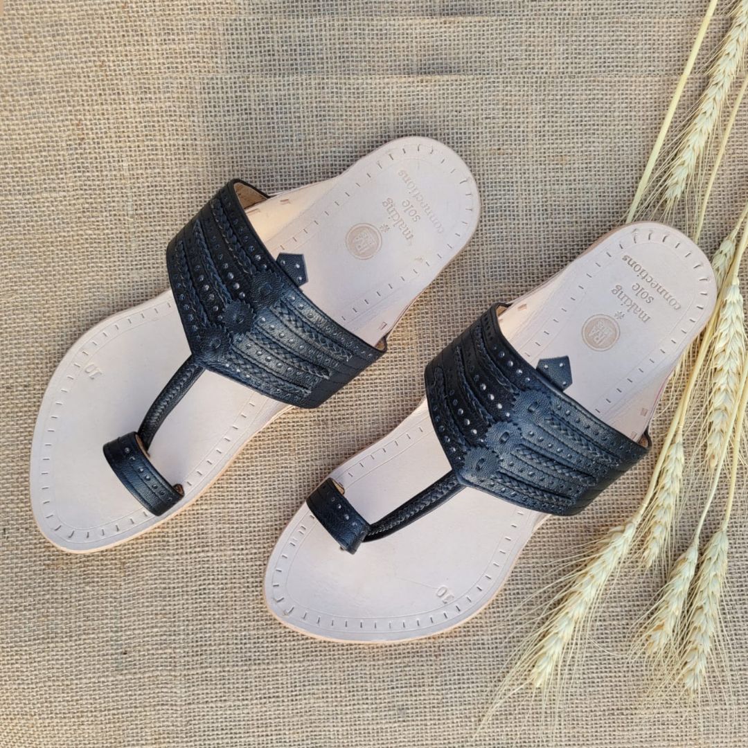 Classic Black Mens Kaancha Kolhapuri – irasoles